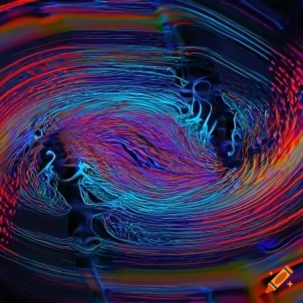 Digital frequency wave visualization core in 3d view on Craiyon