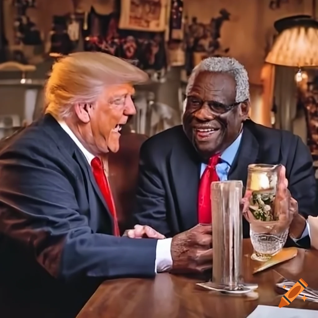Trump, merrick garland, and clarence thomas laughing over dinner in a ...
