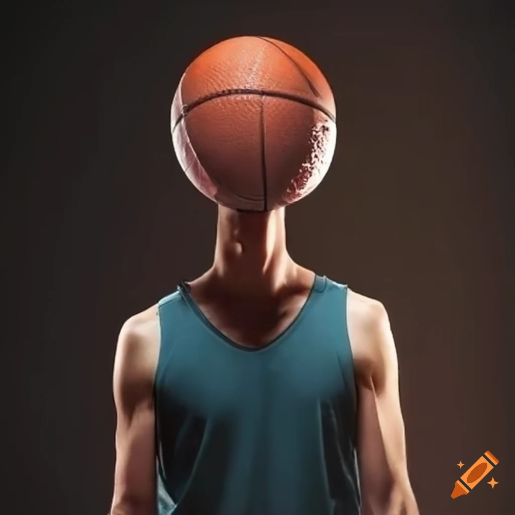 Man with a basketball head on Craiyon