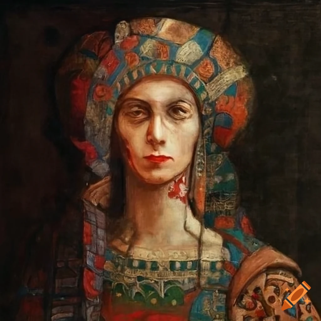 Gloomy medieval painting of a patchwork nijinsky as petrushka on Craiyon