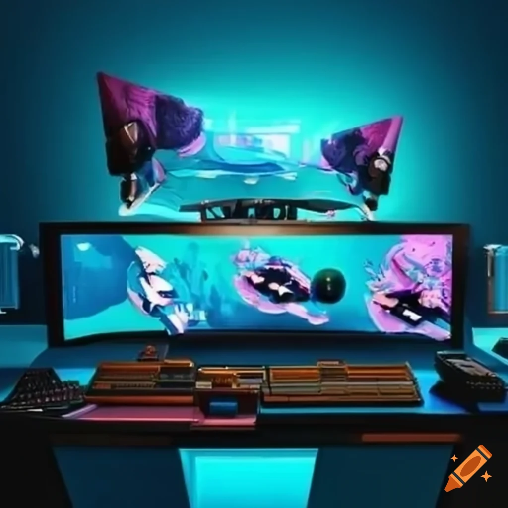 Dream gaming setup on Craiyon