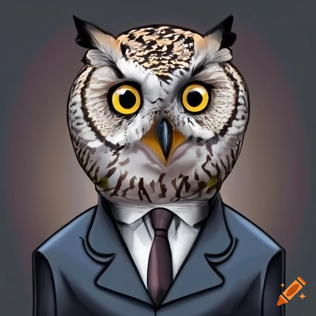 Owl dressed in a suit on Craiyon
