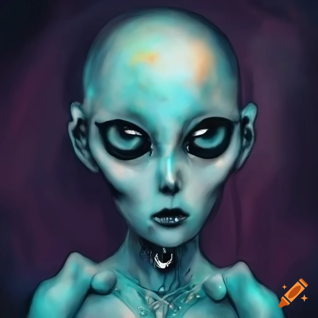 Quixotic alien with a timeless, piercing gaze on Craiyon