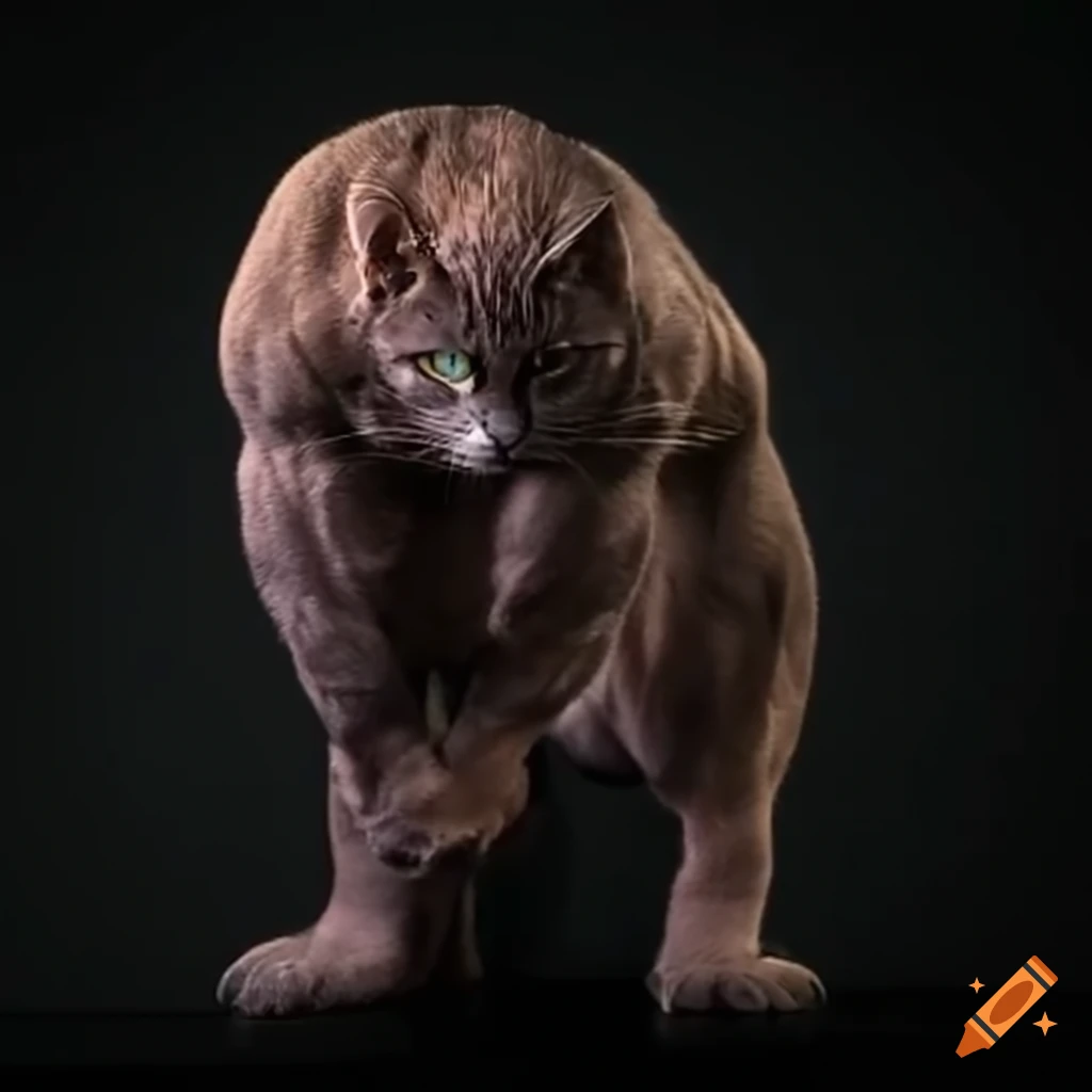 Muscular cat in a humorous cat universe competition on Craiyon