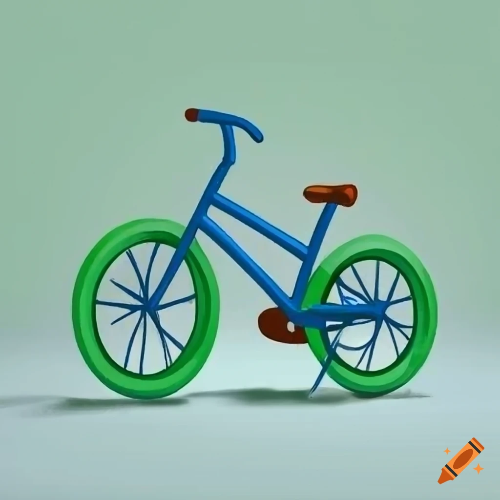 Illustration of a blue and green bike design on Craiyon