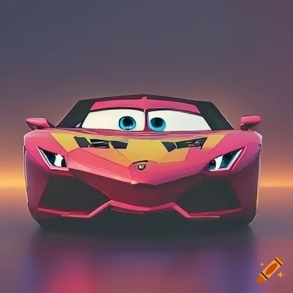 Lamborghini featured in a cars movie scene on Craiyon
