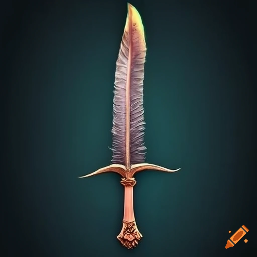 Intricately designed feather quill shortsword on Craiyon