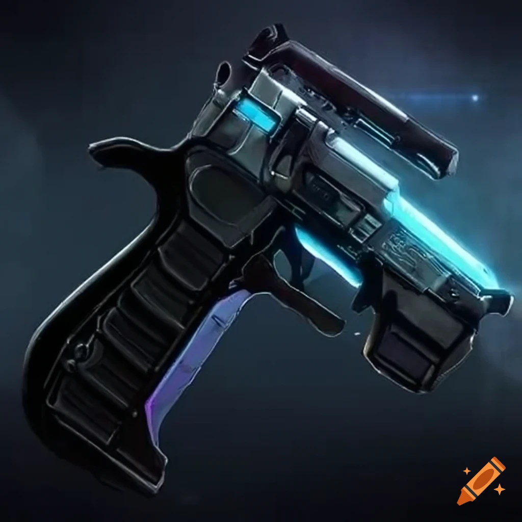 Futuristic cybernetic pistol weapon technology on Craiyon