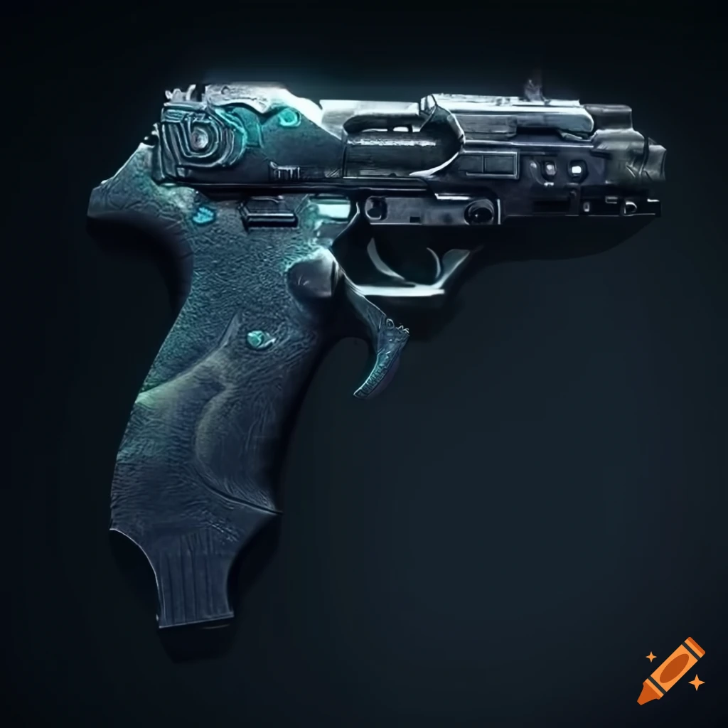 Futuristic pistol cybernetics technology weapons concept on Craiyon