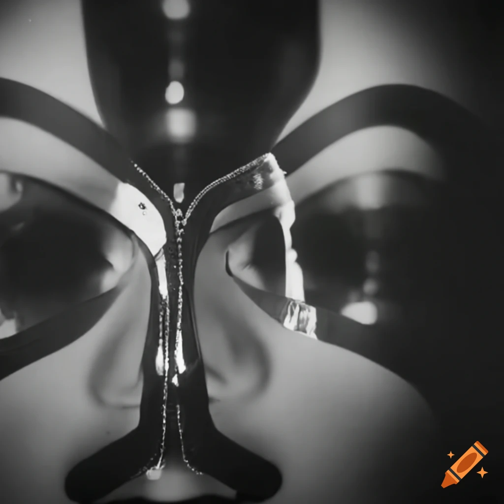 Mirrored masks in a dramatic movie scene with dreamy cinematography on ...