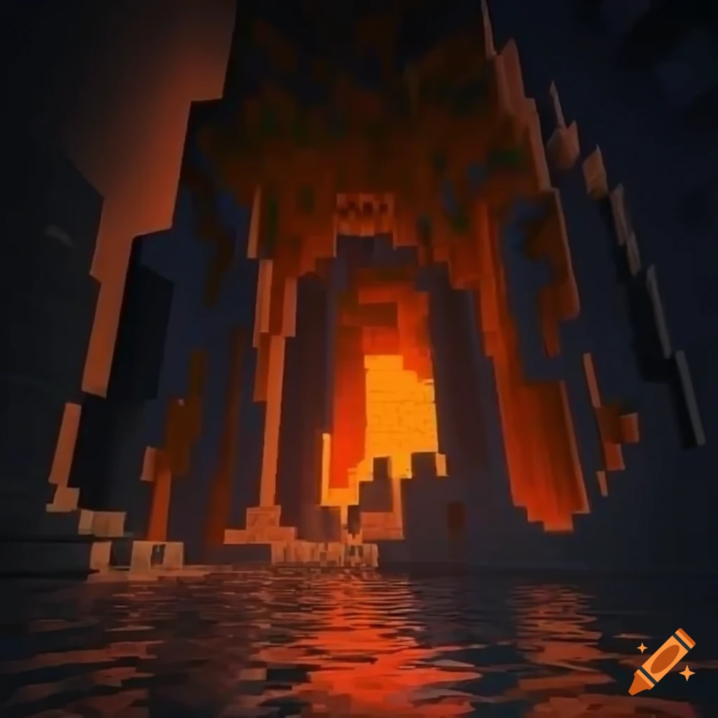 Massive lava cave in Minecraft from a cinematic and mysterious ...