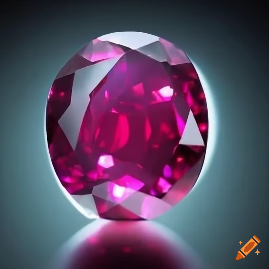 Close-up of a sparkling ruby gemstone on Craiyon