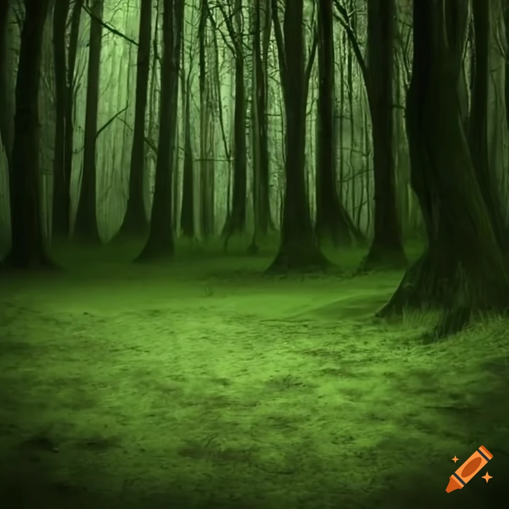 Scary forest ground covered with grass on Craiyon