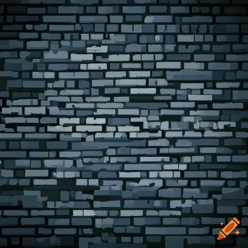 Slightly broken-down gray brick wall pixel art on Craiyon