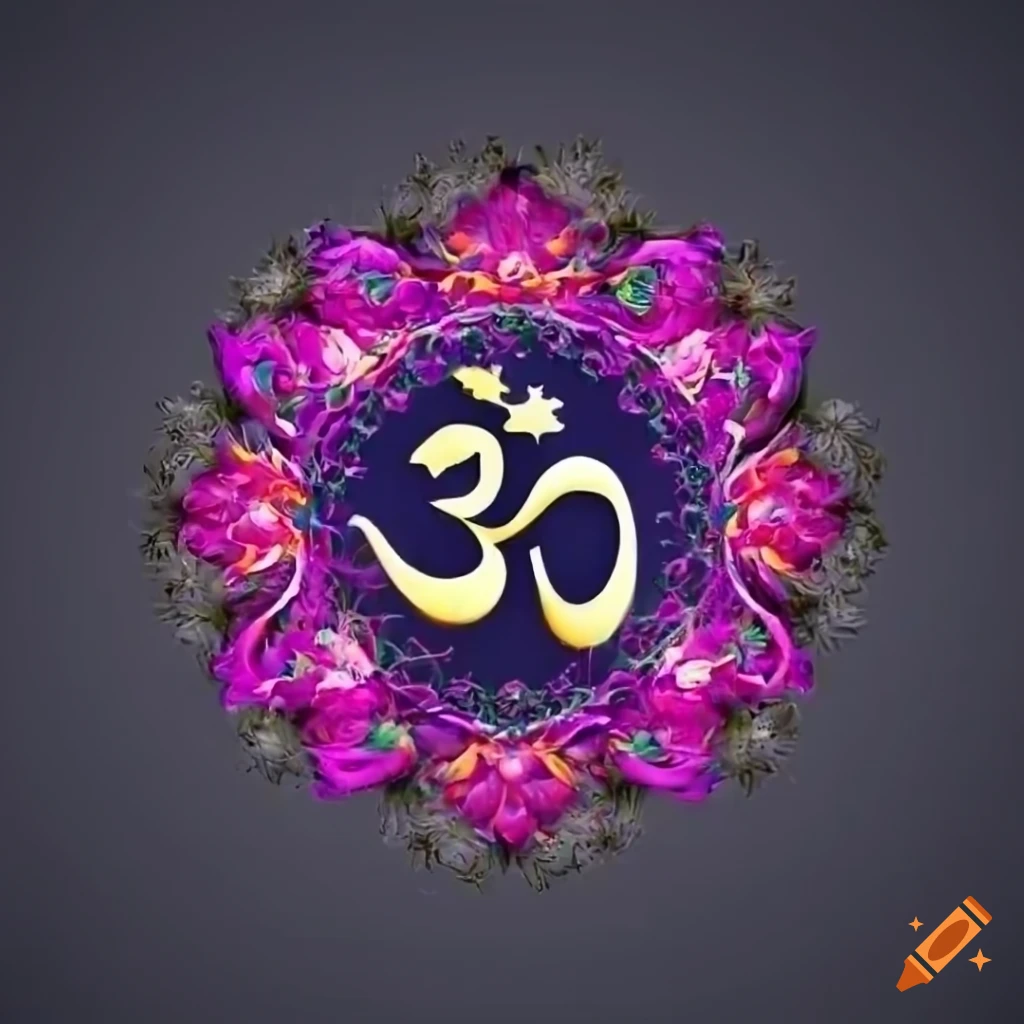 Om mantra flower logo on Craiyon