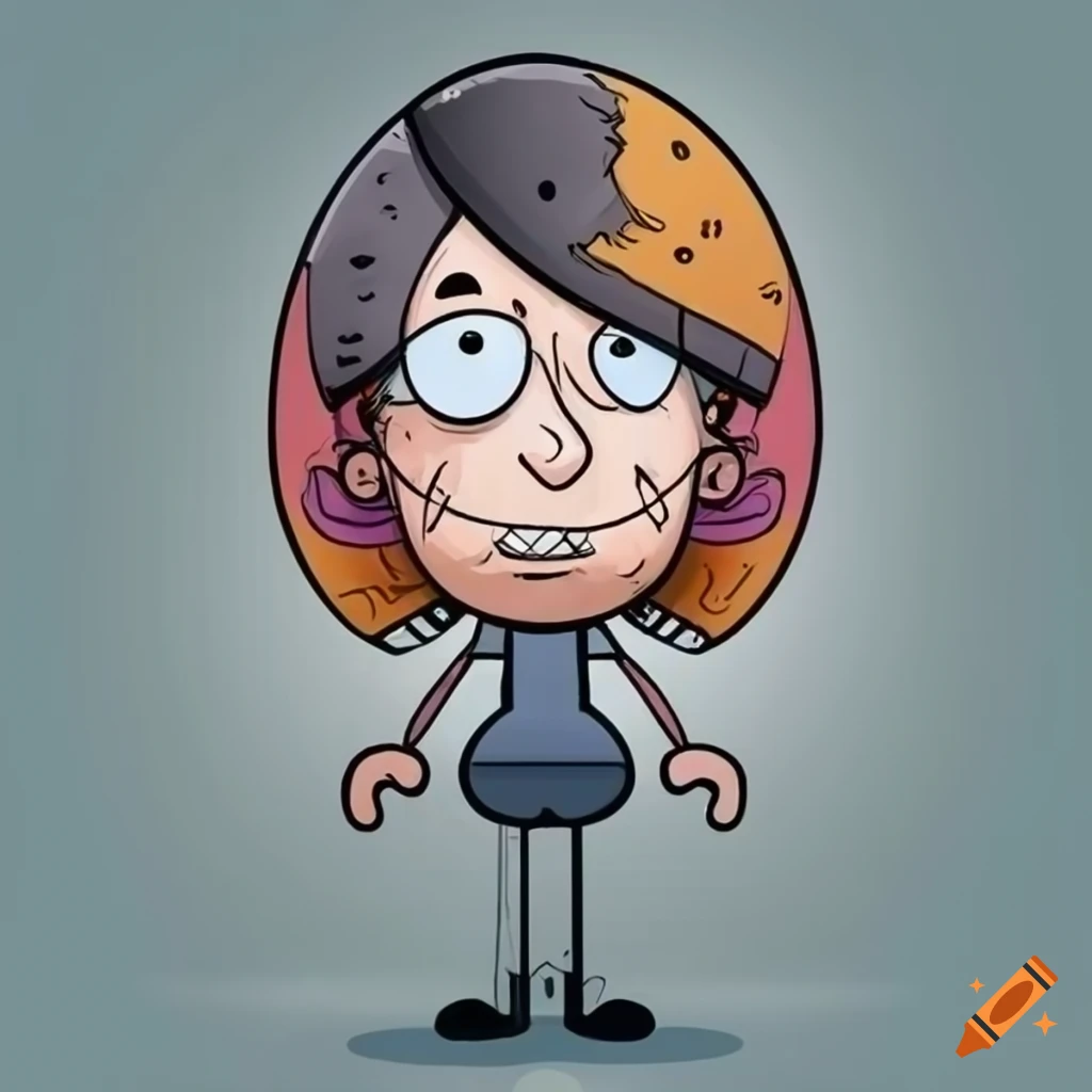 Colorful cartoon woman hypnotizing herself on Craiyon