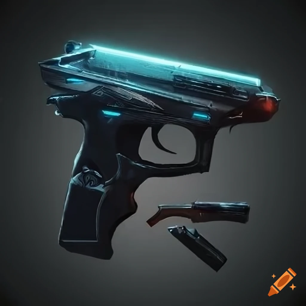 Futuristic pistol cybernetics technology weapons concept on Craiyon