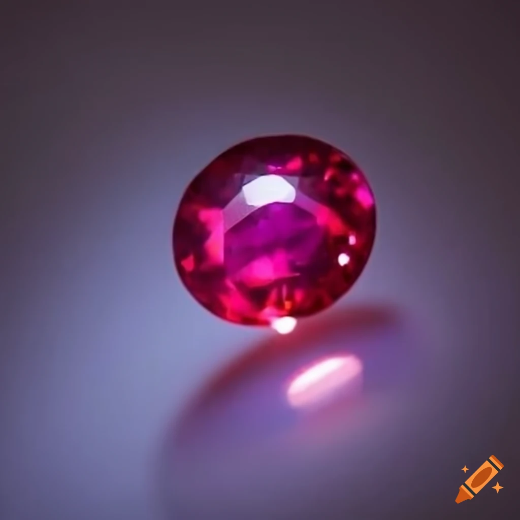 Close-up of a sparkling ruby gemstone on Craiyon