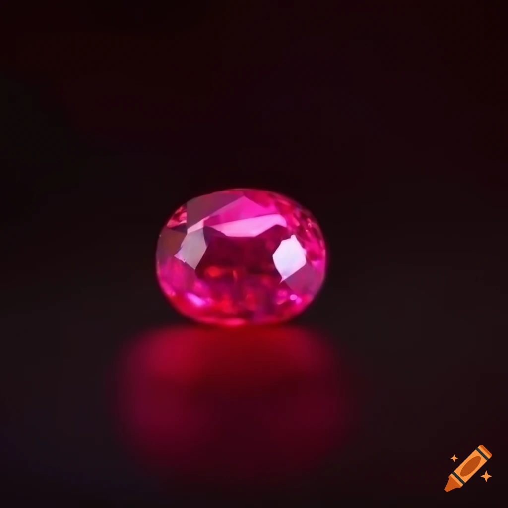 Close-up of a sparkling ruby gemstone on Craiyon