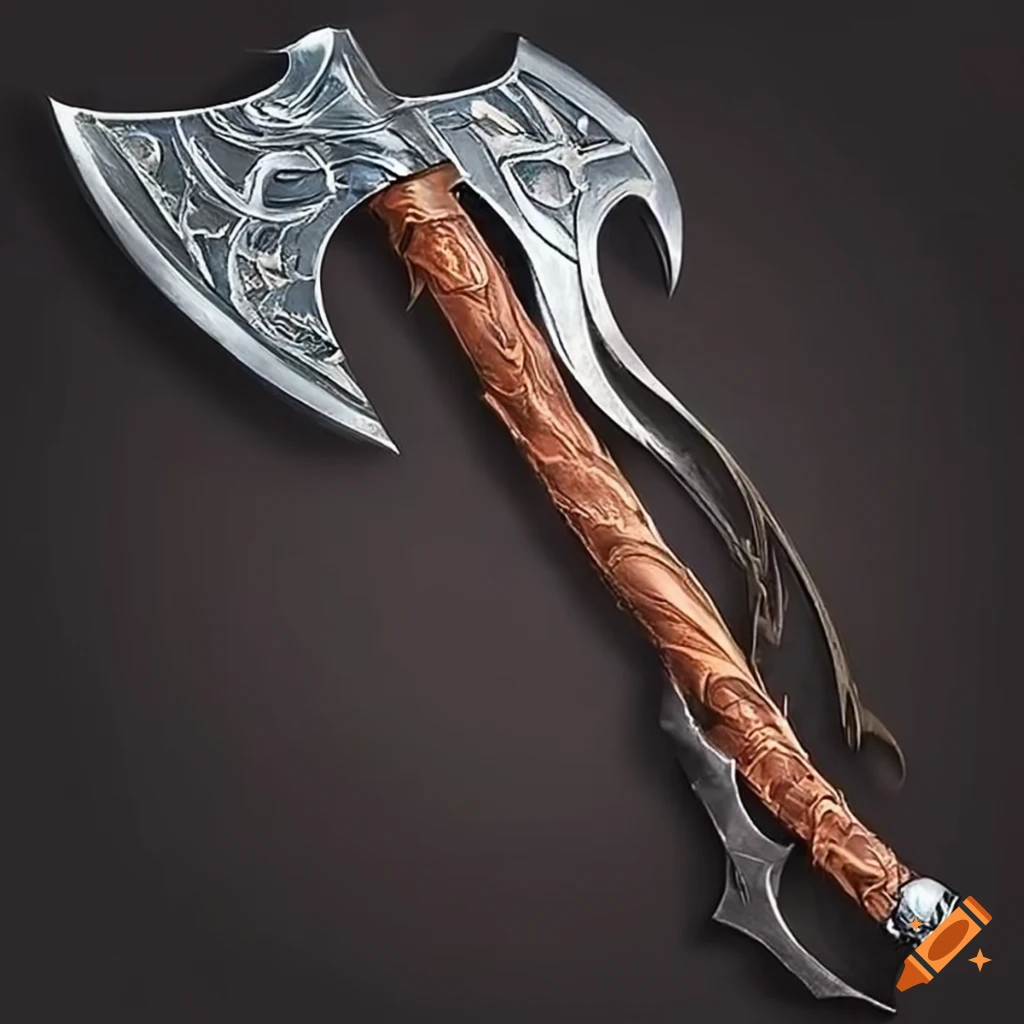 Legendary axe with steel phoenix wings on Craiyon