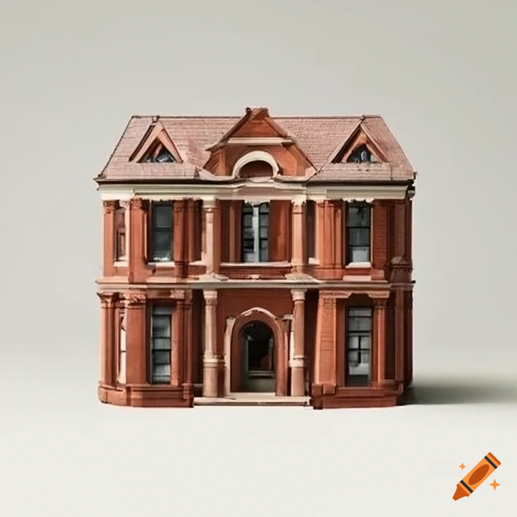 Classic revival-style brick building with one floor on Craiyon