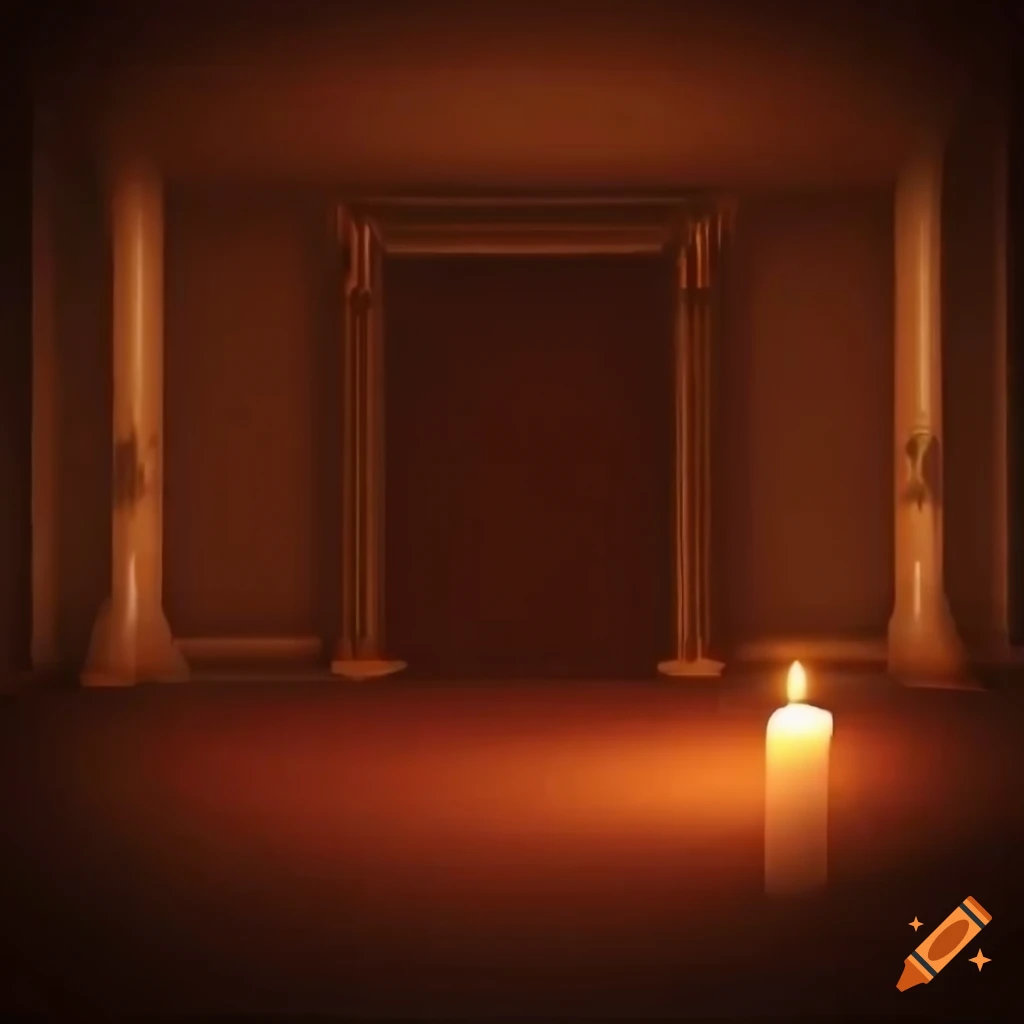Introspective empty room with flickering candlelight on Craiyon