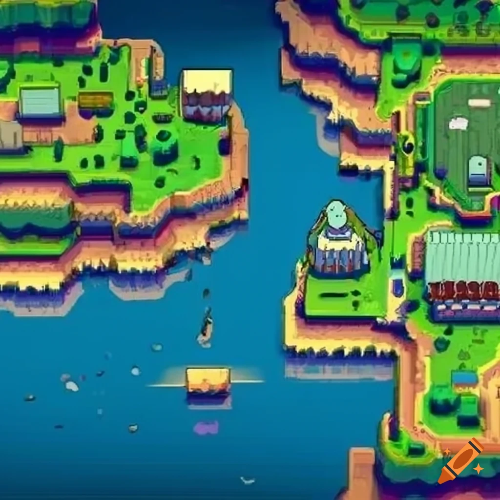 Isometric view of a town map inspired by pokemon style on Craiyon