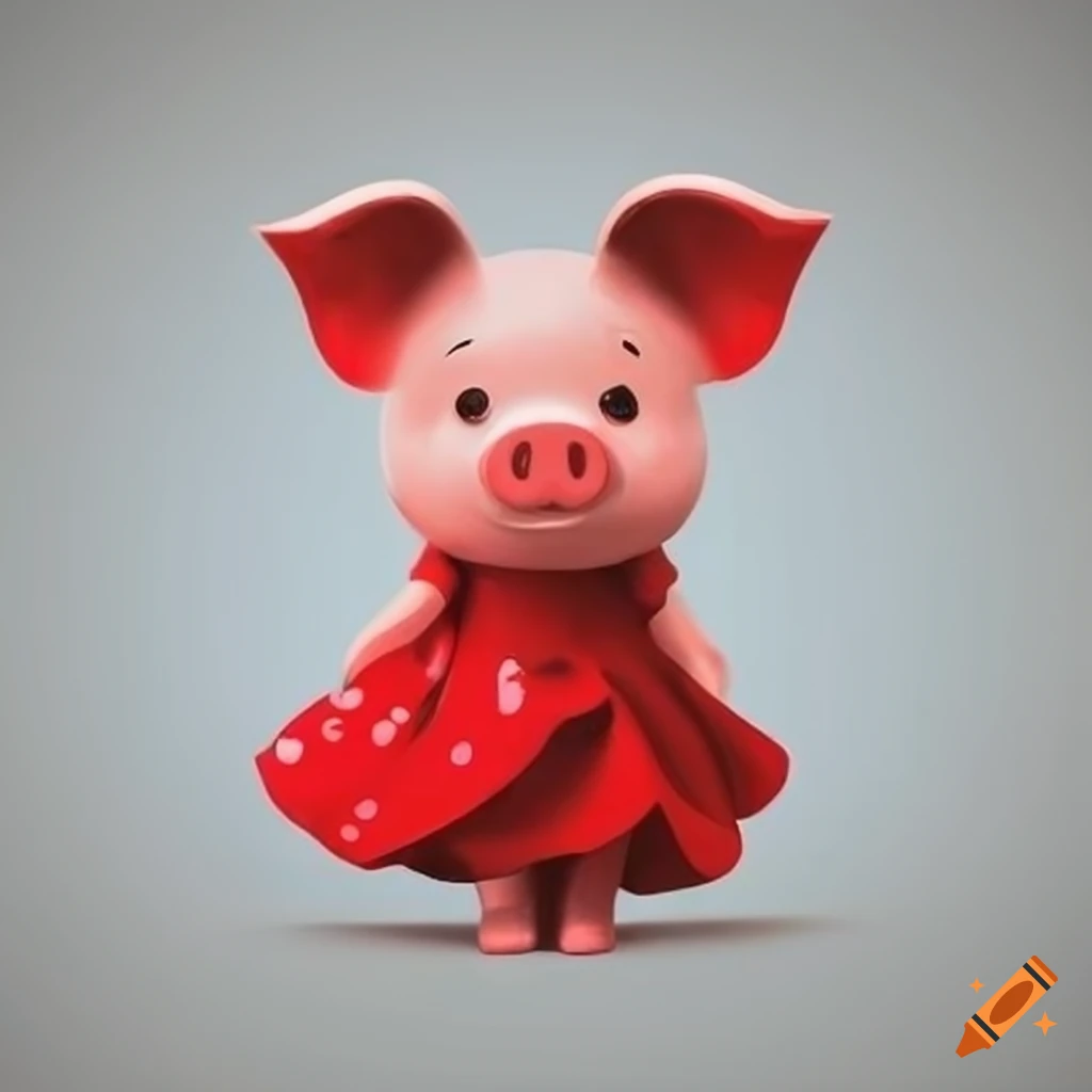 Cute red piggy with dress on Craiyon