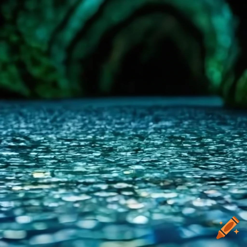 Transparent glass road paving revealing caves below on Craiyon