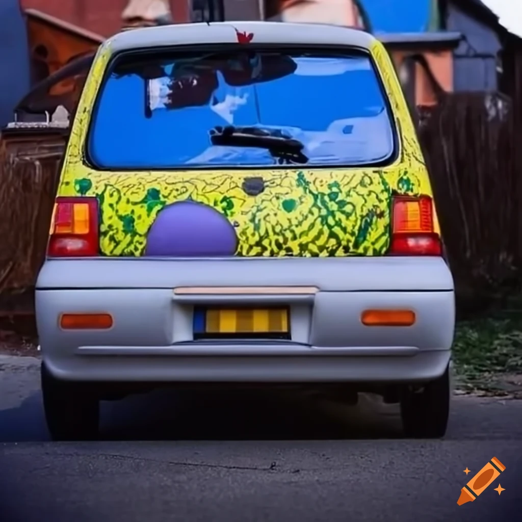 Daewoo tico car painted in colorful easter egg style on Craiyon