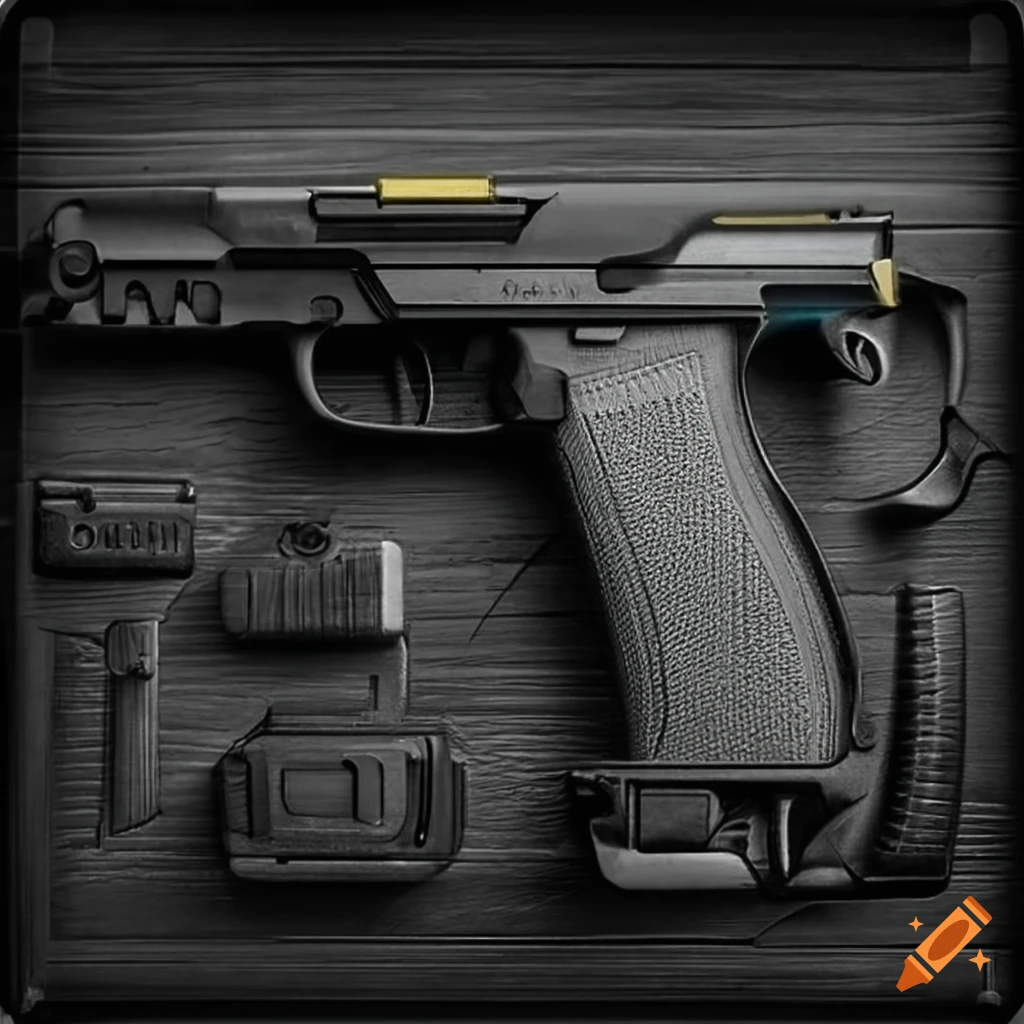 Futuristic cybernetic pistol weapon technology on Craiyon