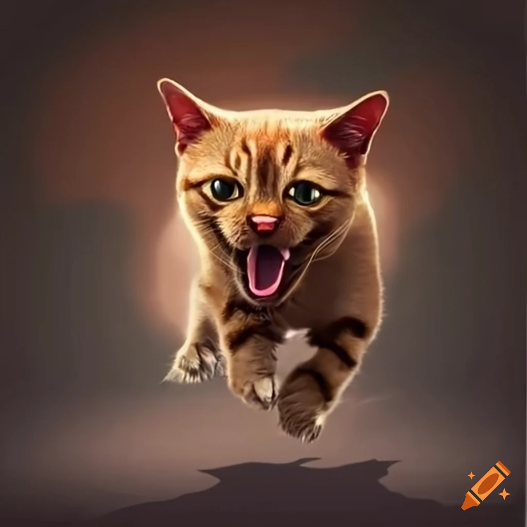 Cat and dog in a playful scuffle on Craiyon