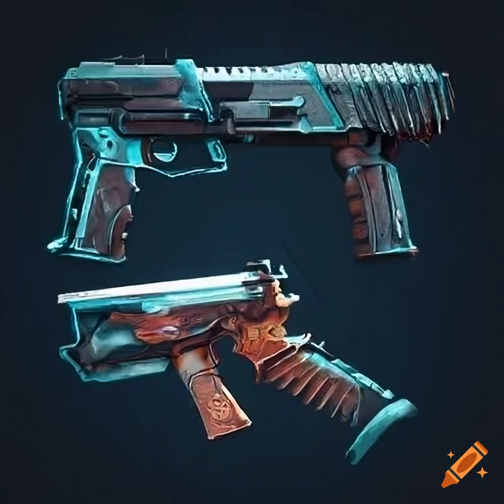 Futuristic pistol cybernetics technology weapons concept on Craiyon