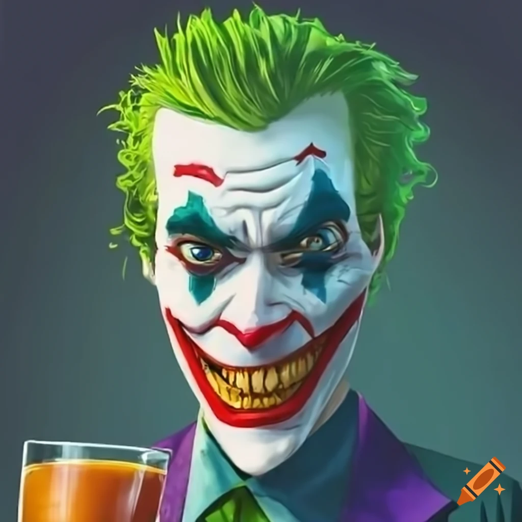 Animated series joker with a drink on Craiyon