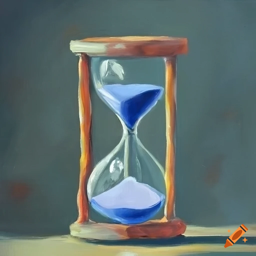 Oil painting of an hourglass on Craiyon