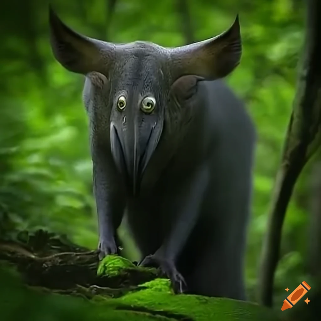 Strange creature in the woods on Craiyon