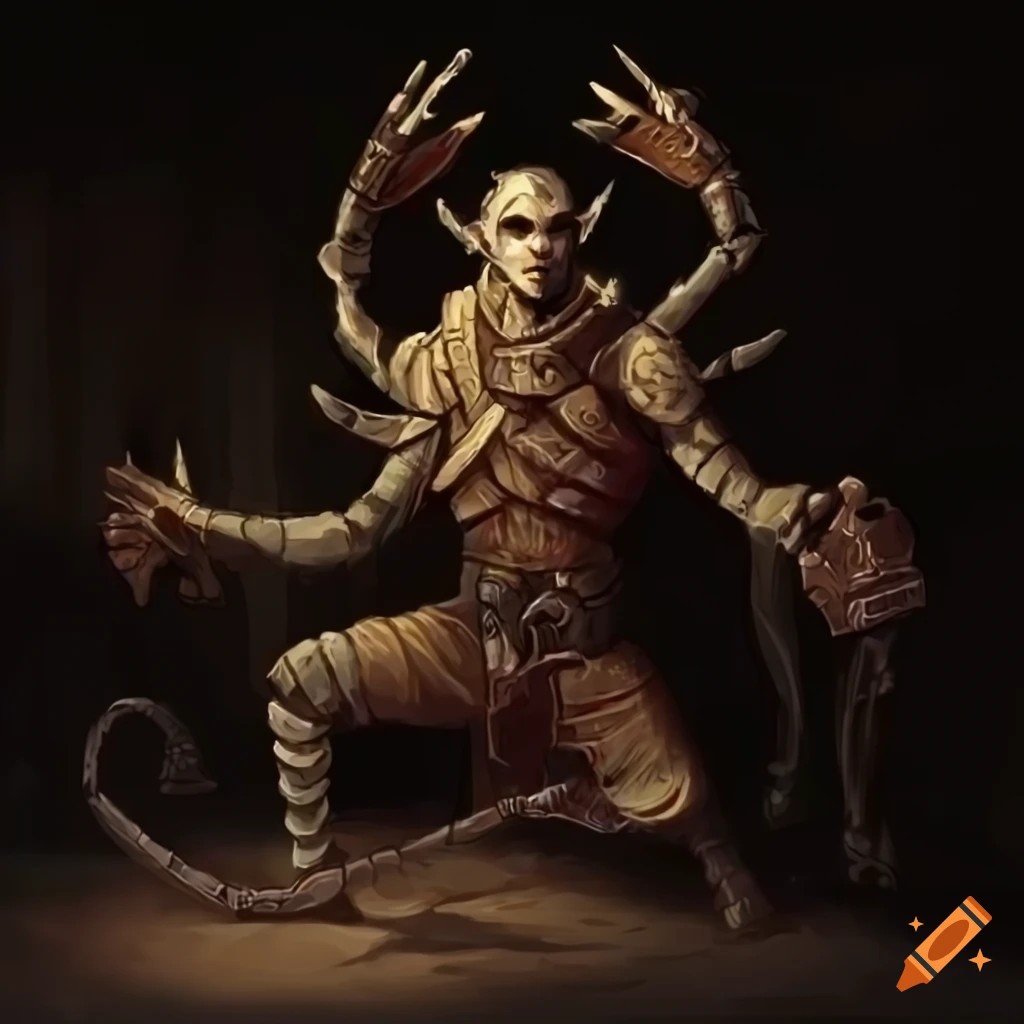 Insect-men with multiple arms in a monk setting on Craiyon