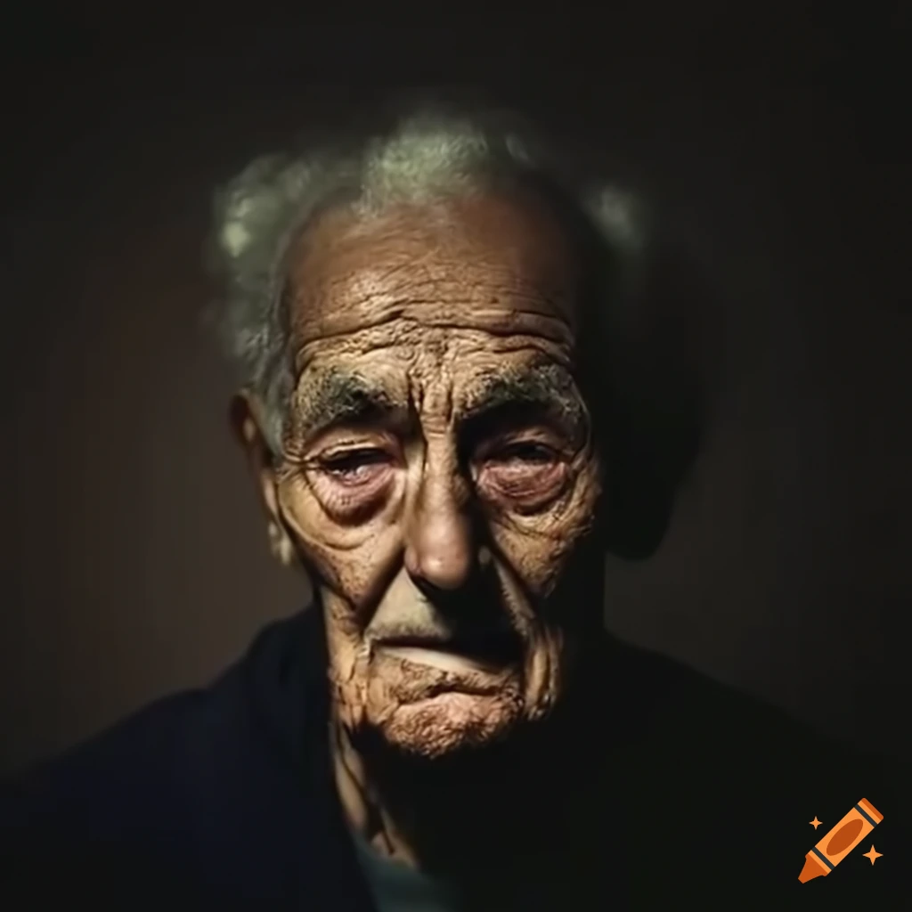Depiction of elder abuse and sadness in an ad campaign on Craiyon