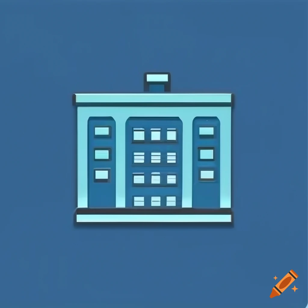 Headquarters icon on blue background on Craiyon