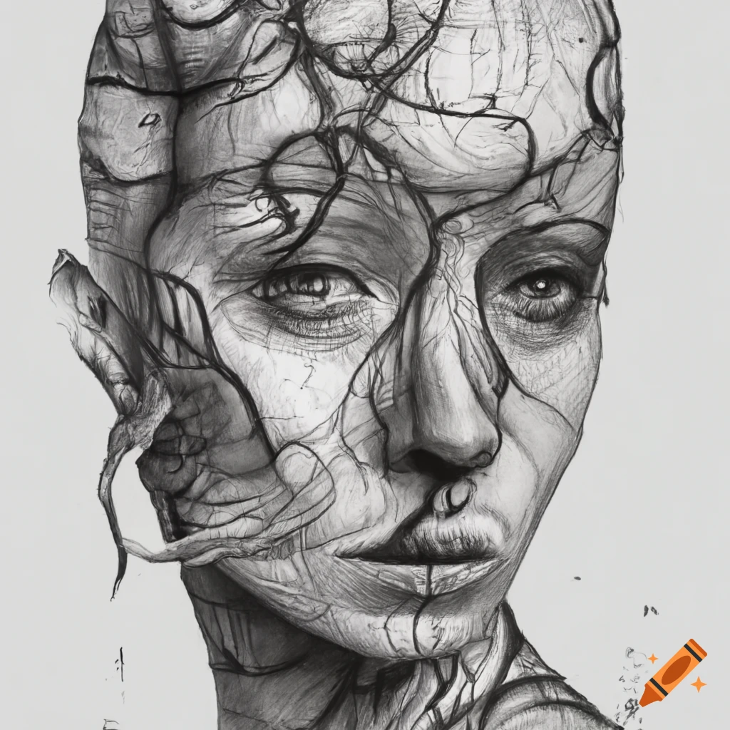 Two abstract distorted shapes on Craiyon