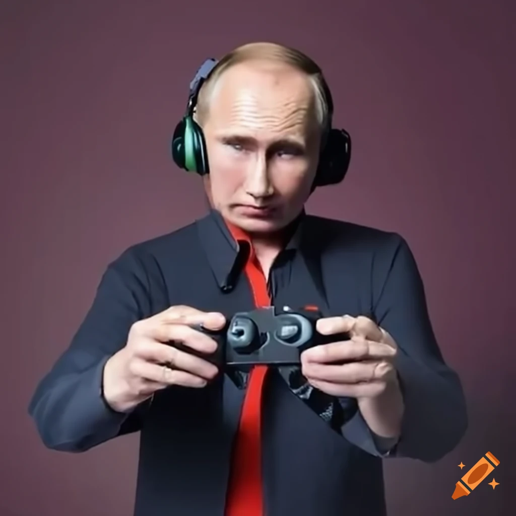 Vladimir putin as a gamer with controller and headset on Craiyon
