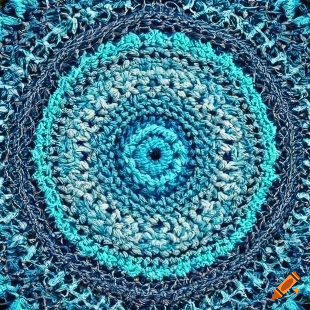 Modern wireframe design for a crochet website with intricate blue ...