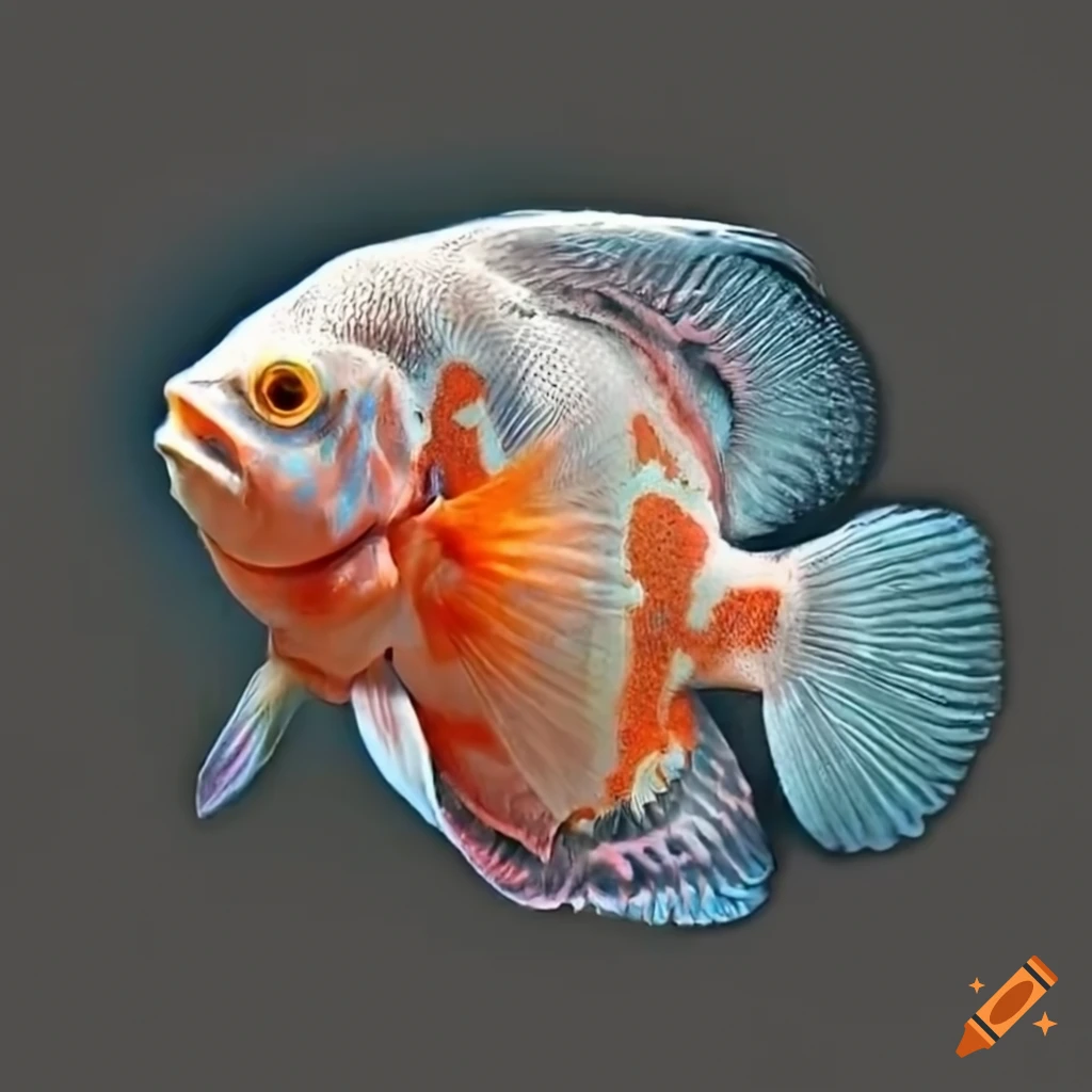 Intricate sketch of a white oscar fish swimming gracefully on Craiyon