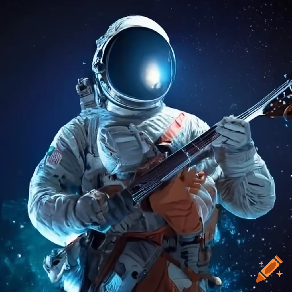Astronaut band playing instruments in outer space on Craiyon
