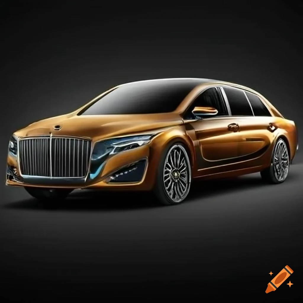 Luxurious sedan car with elven design and golden trimming on Craiyon