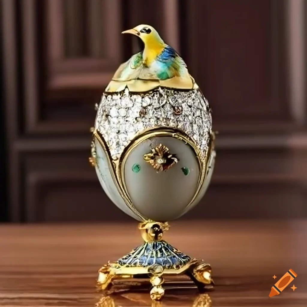 Faberge easter egg with hyper-realistic bird on Craiyon