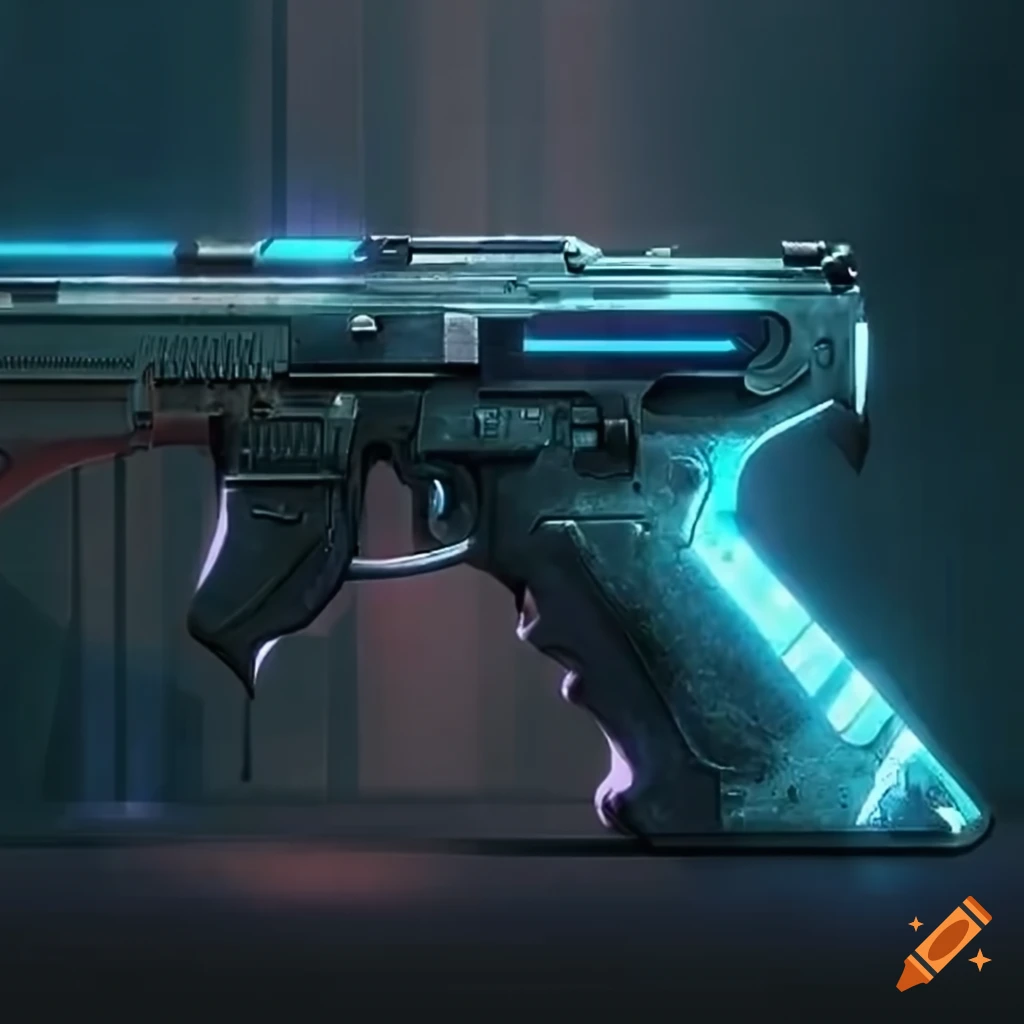 Futuristic cybernetic pistol technology on Craiyon