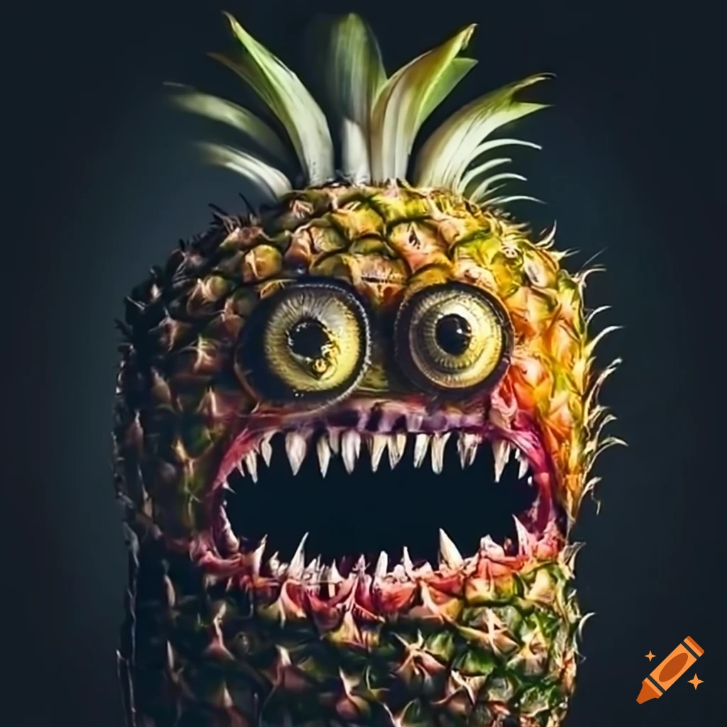 Hybrid monster sewing machine with a pineapple on Craiyon