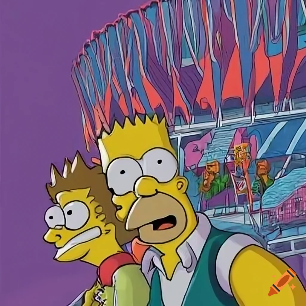 The simpsons family in front of the montreal olympic stadium on Craiyon