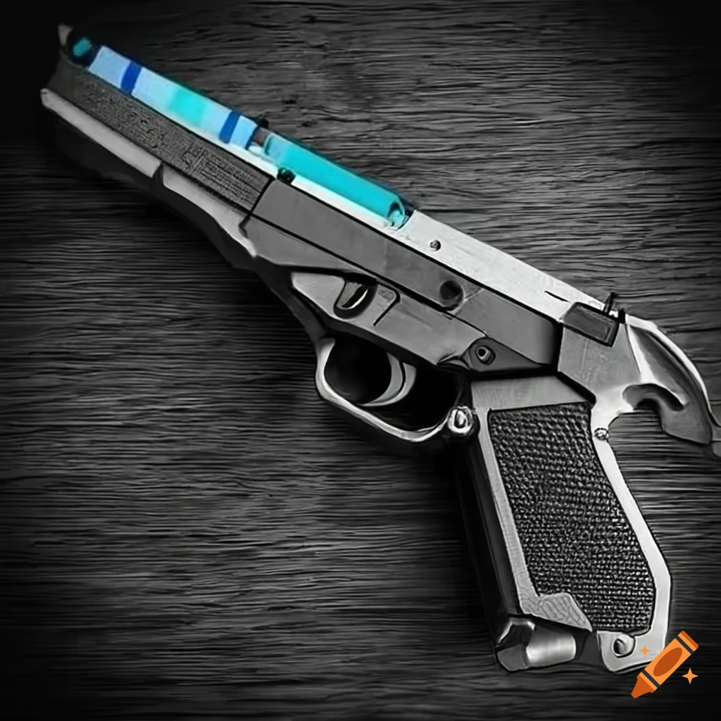 Futuristic cybernetic pistol weapon technology on Craiyon